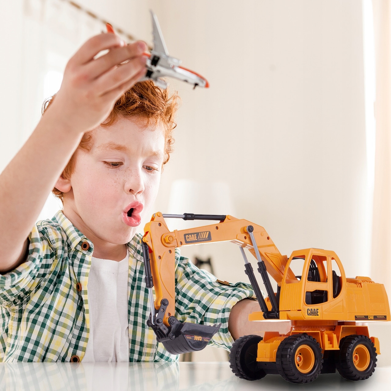 Escavator pentru Copii, 19.5 cm x 13.5 cm x 41cm, Telecomanda cu ...