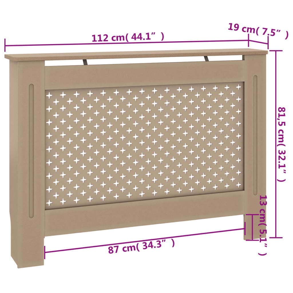 Masca pentru calorifer vidaXL, 112 x 19 x 81 cm, MDF, 8.9 kg - eMAG.ro