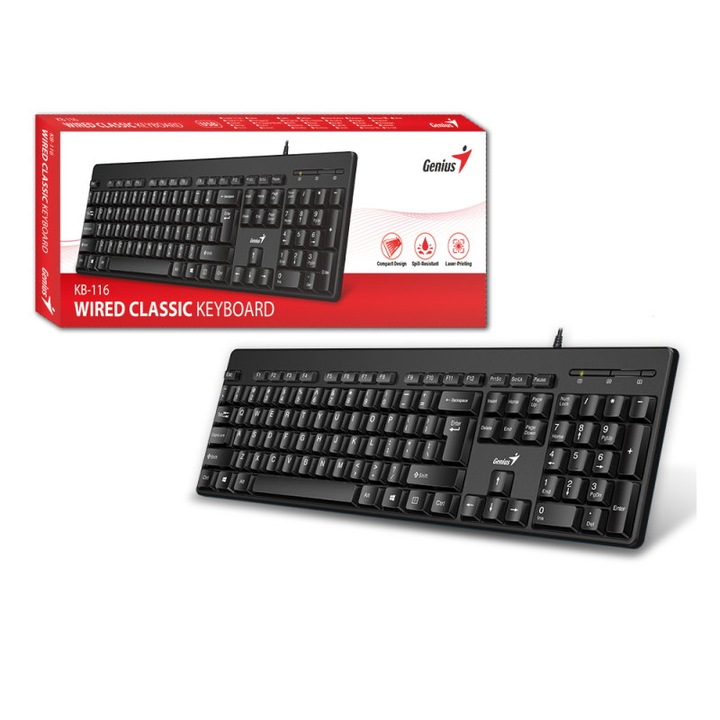 Genius Smart KB-116 Billentyűzet, USB, Fekete - eMAG.hu