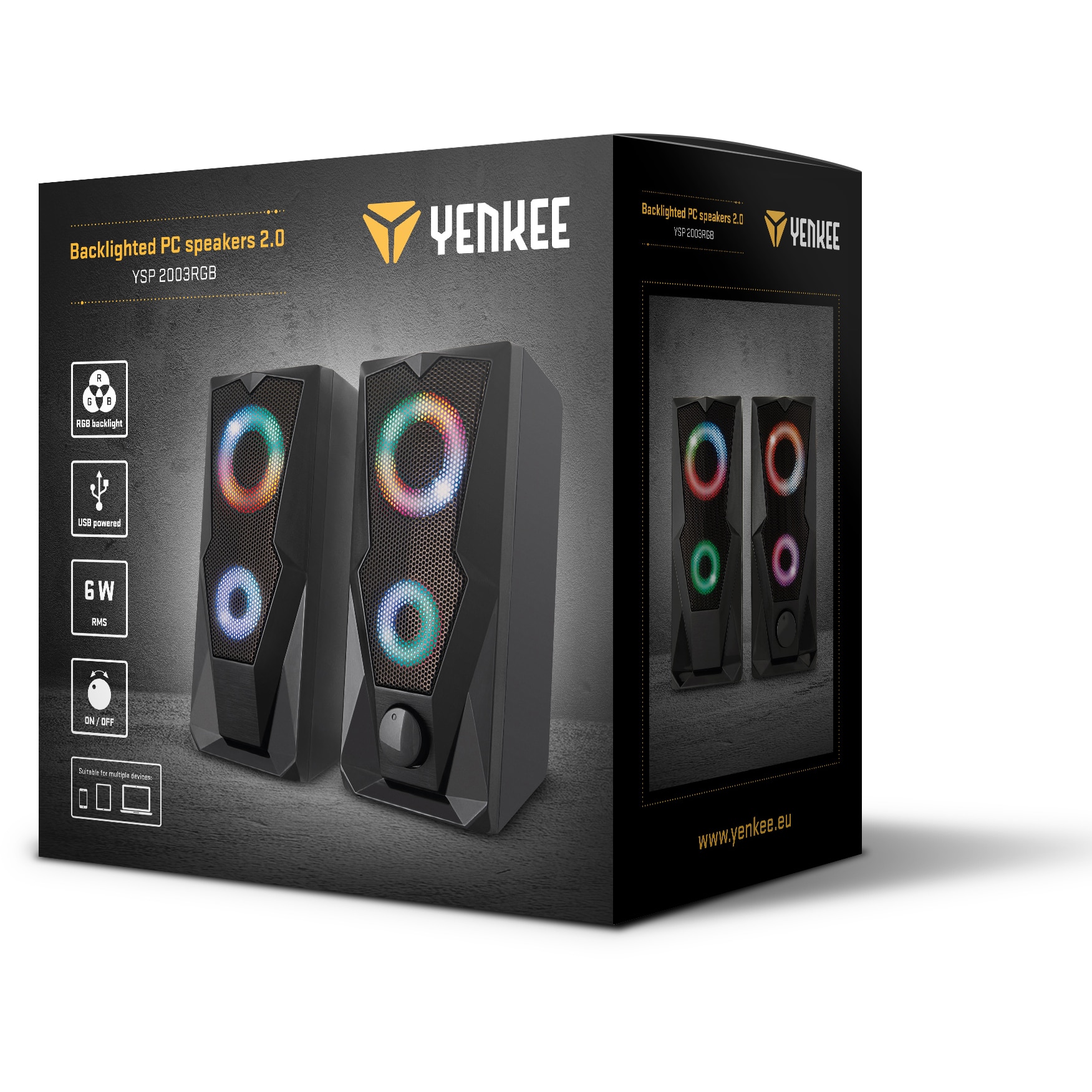 Boxe PC, Yenkee, YSP 2003RGB, USB 2.0, Iluminare de fundal RGB, Negru - eMAG.ro