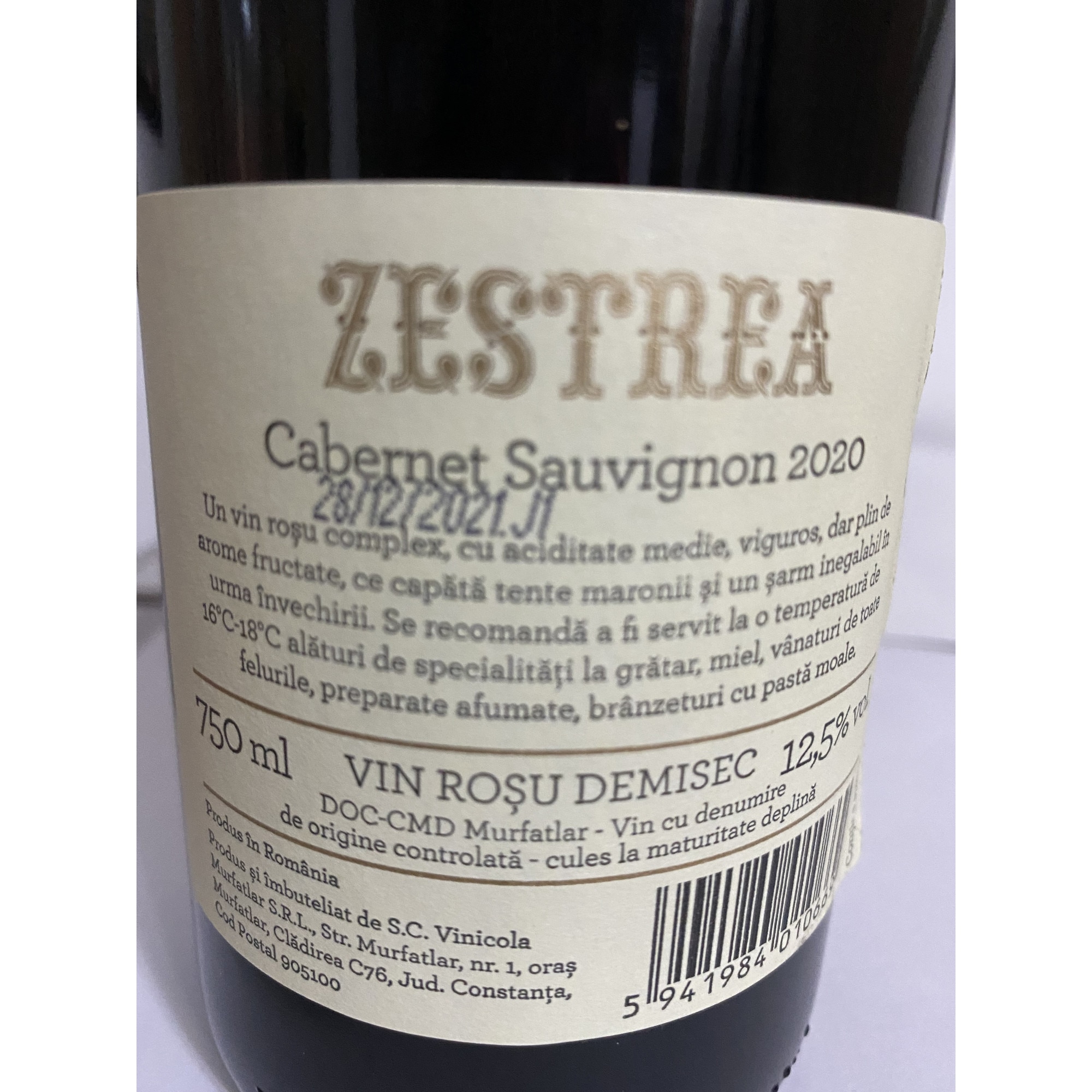 Vin rosu Zestrea, Cabernet Sauvignon, 750 ml, 13%vol, demisec DOC-CMD ...