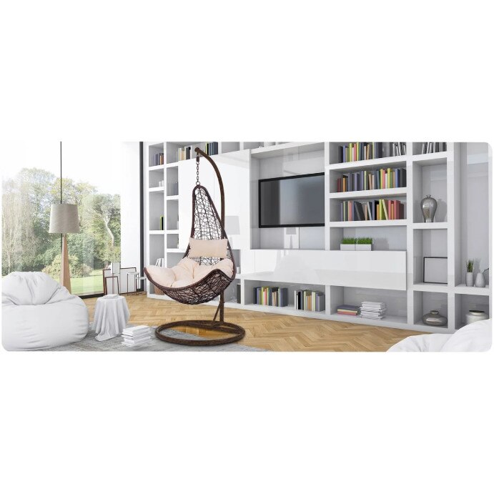 Fotoliu de gradina suspendat Cabana, perne moi, structura metalica ...