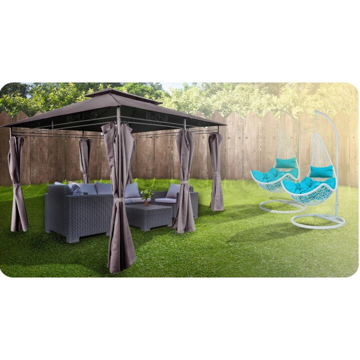 Fotoliu de gradina suspendat Cabana, perne moi, structura metalica ...