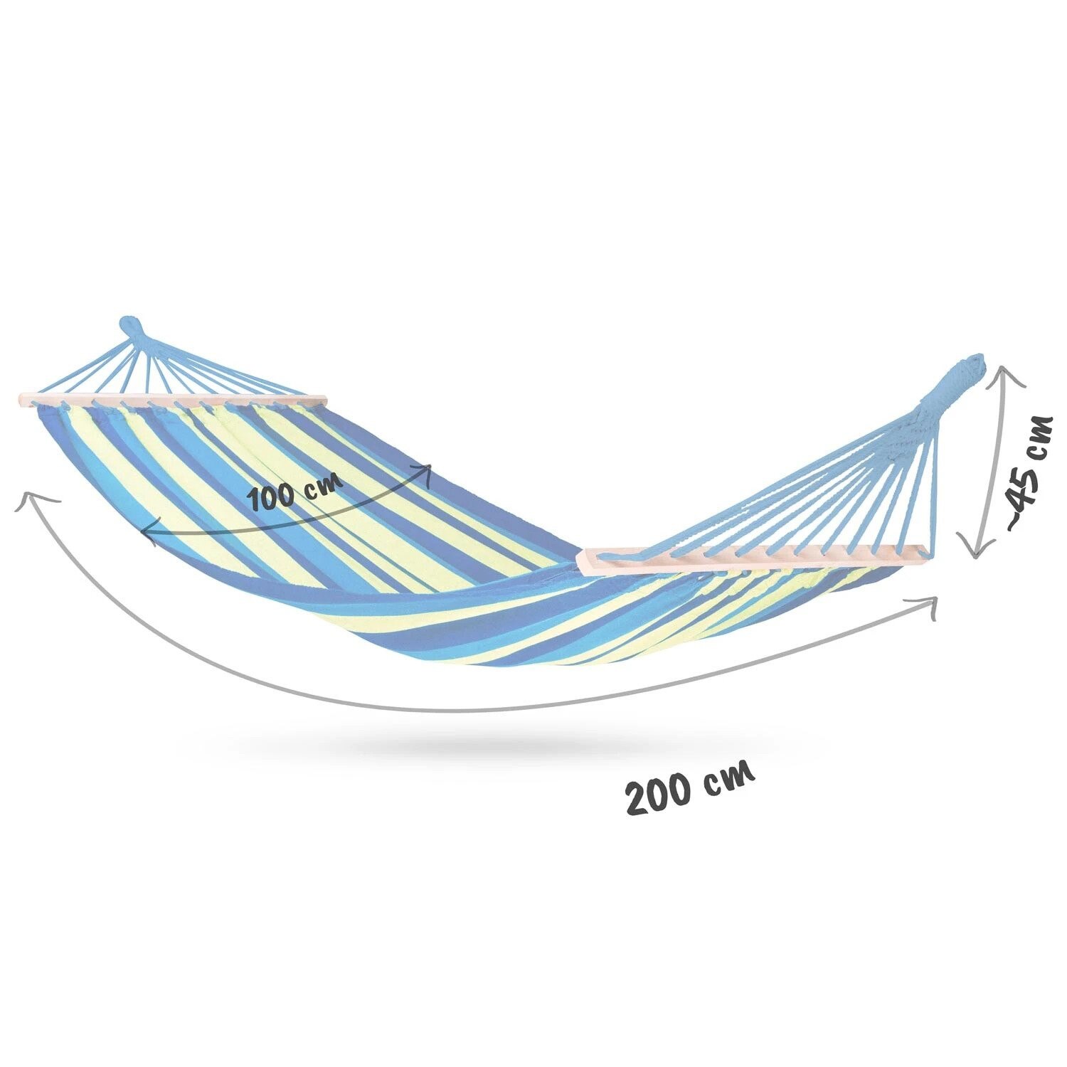Hamac din bumbac si poliester, albastru/verde, pentru 1 persoana, cu ...