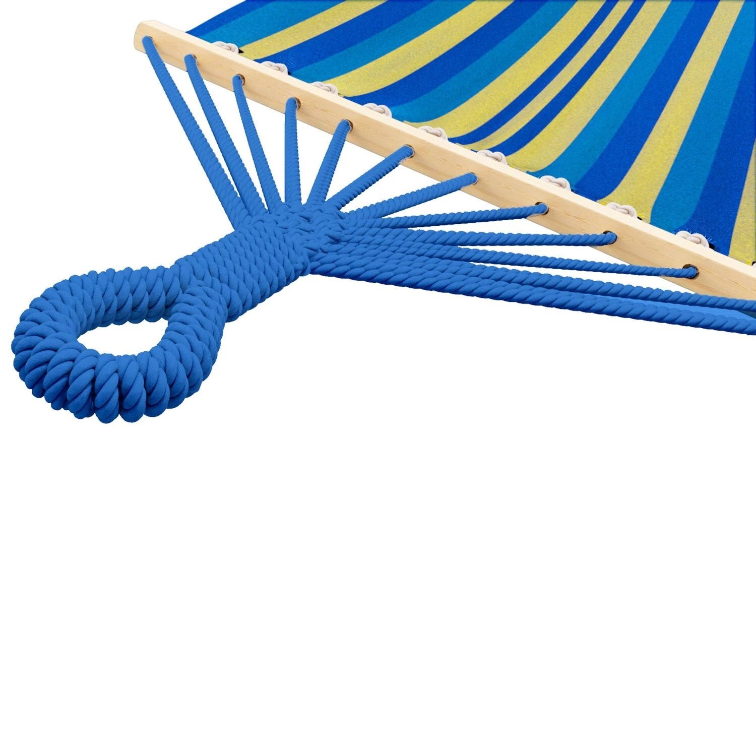 Hamac din bumbac si poliester, albastru/verde, pentru 1 persoana, cu ...