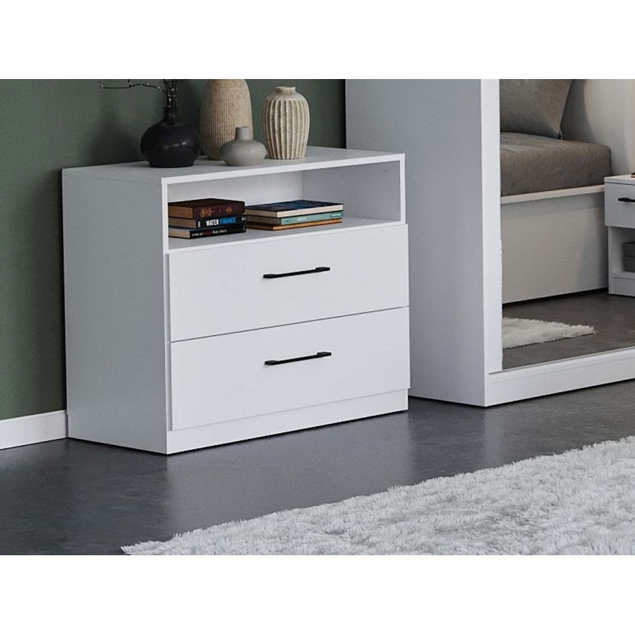 Comoda Nordis, alba cu sertare, pal, L 83 x A 42,3 x H 71,7 cm - eMAG.ro