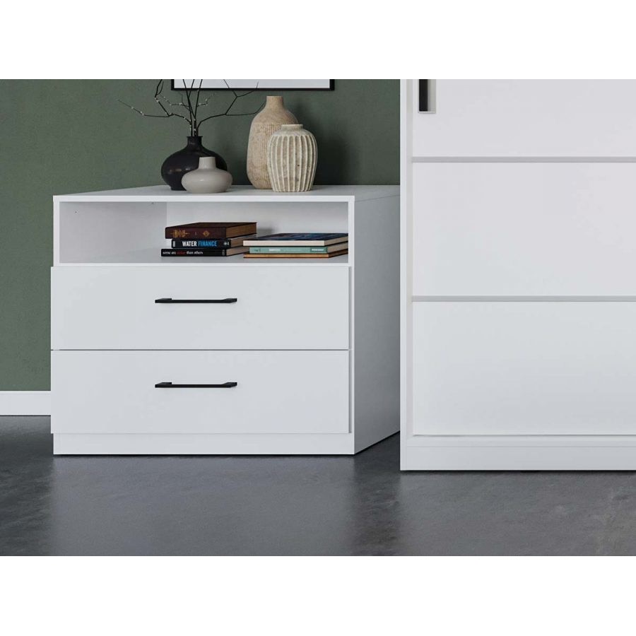 Comoda Nordis, alba cu sertare, pal, L 83 x A 42,3 x H 71,7 cm - eMAG.ro