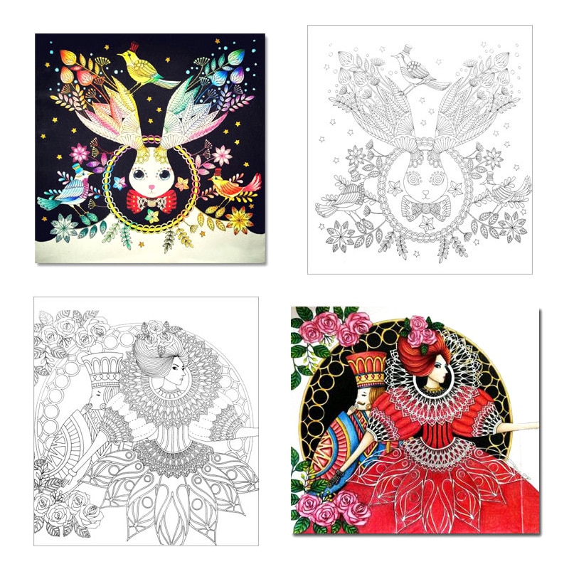 Set 4 carti de colorat, 96 pagini, Zen, Mandale, 18.5x18.5 cm ...