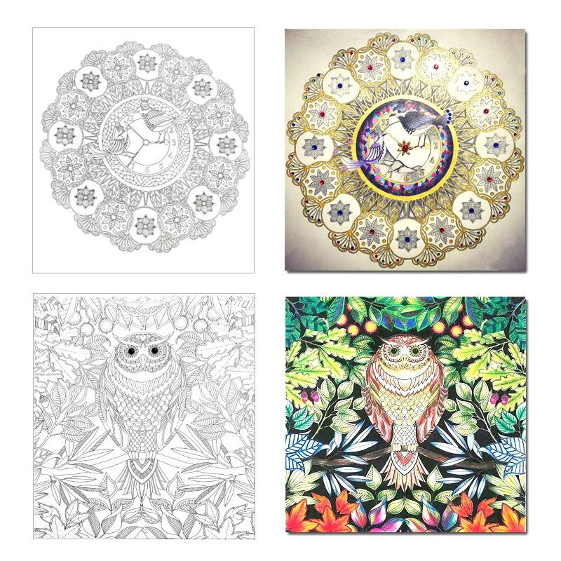 Set 4 carti de colorat, 96 pagini, Zen, Mandale, 18.5x18.5 cm ...