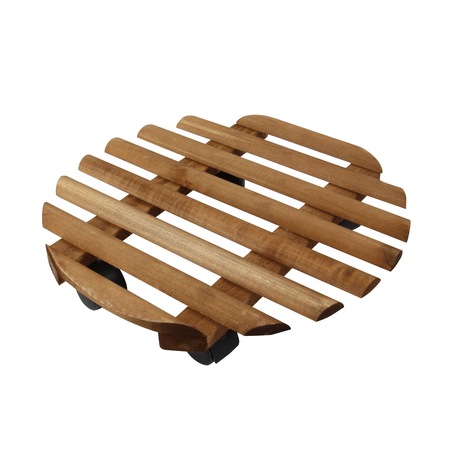 Suport ghiveci pentru flori este mobil cu 4 roti, lemn, ATS, 35 cm ...