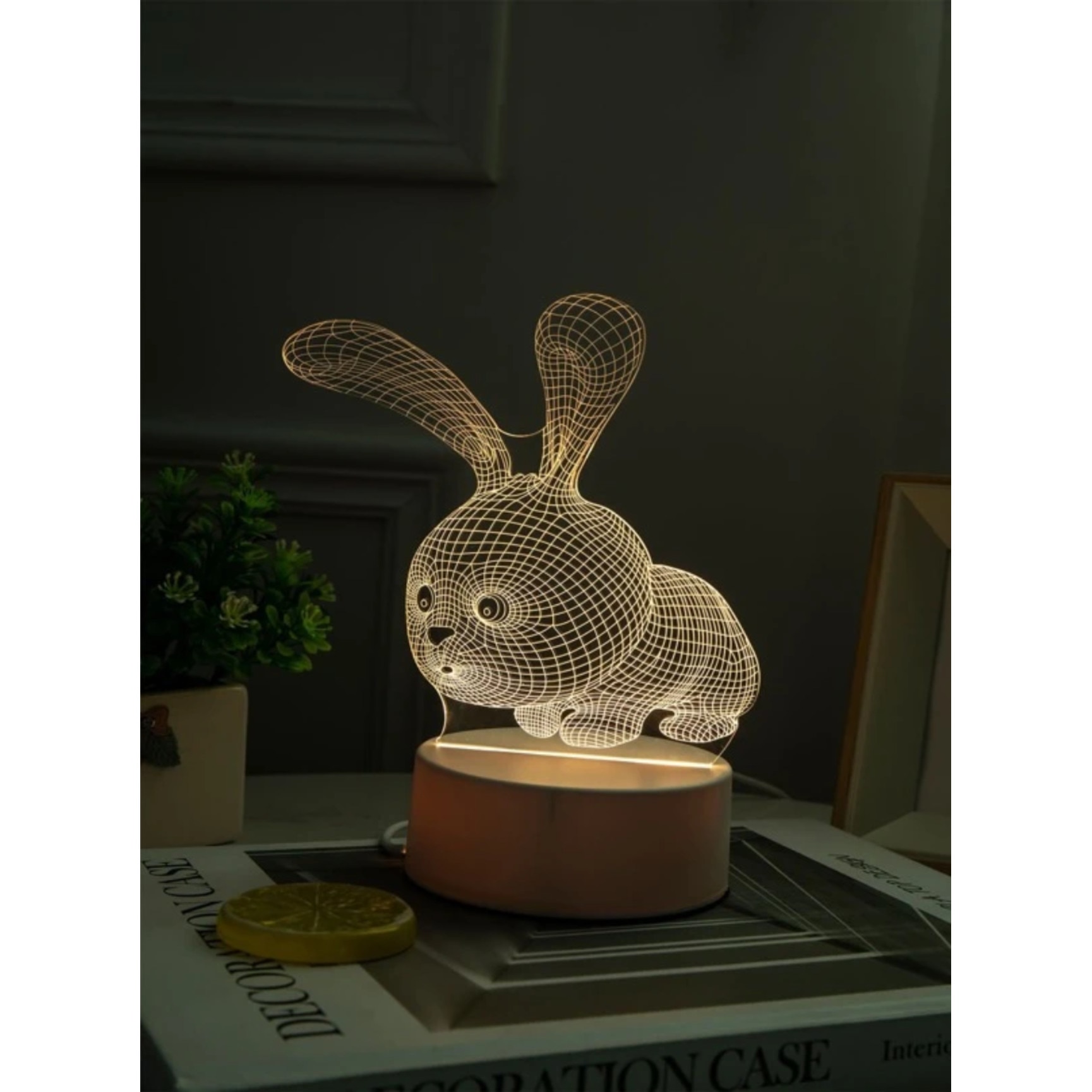 Lampa decorativa multicolora 3D, Iepure, cu alimentare USB - eMAG.ro