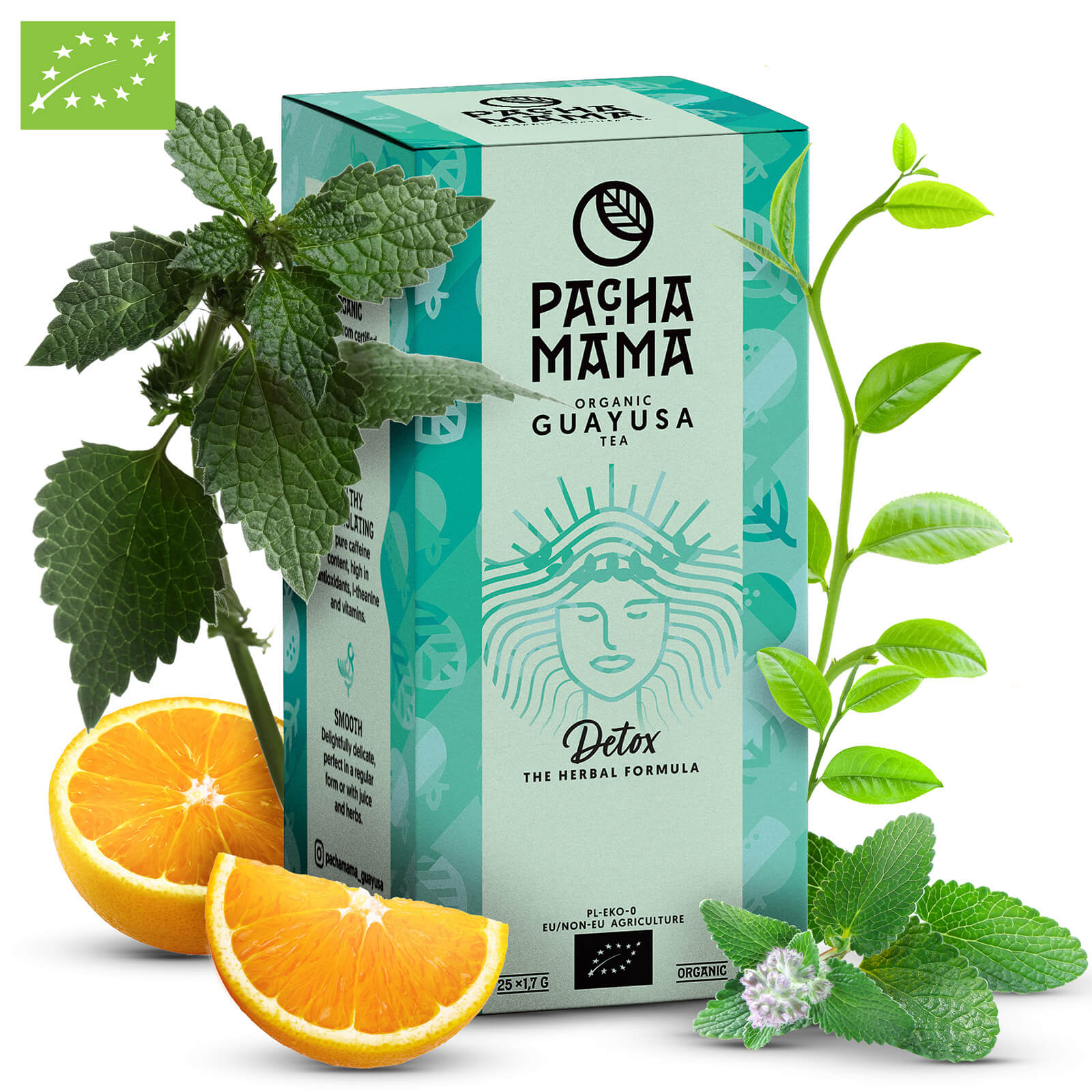 Ceai Guayusa Bio, Pachamama Detox, Portocale, 25 pliculete x 1,7g - eMAG.ro