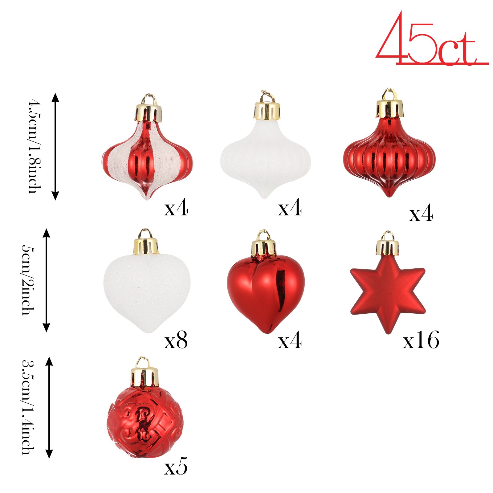 Set 45 de ornamente brad Craciun, Kring, plastic, diverse forme si ...