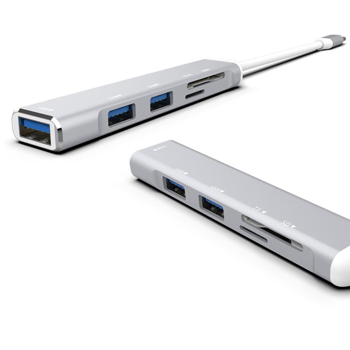 HUB Multi USB tip C, 5 in 1, Cu cititor de carduri SD Micro si 3 ...