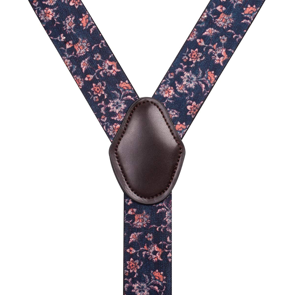 Bretele barbati, Piele/Poliester/Metal, Clema rezistenta, Model floral ...