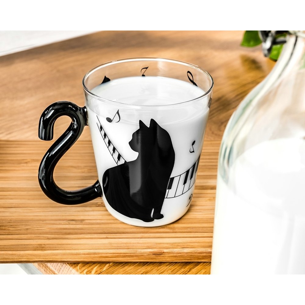 Cana cu imprimeu si toarta in forma de coada de pisica 300 ml - eMAG.ro