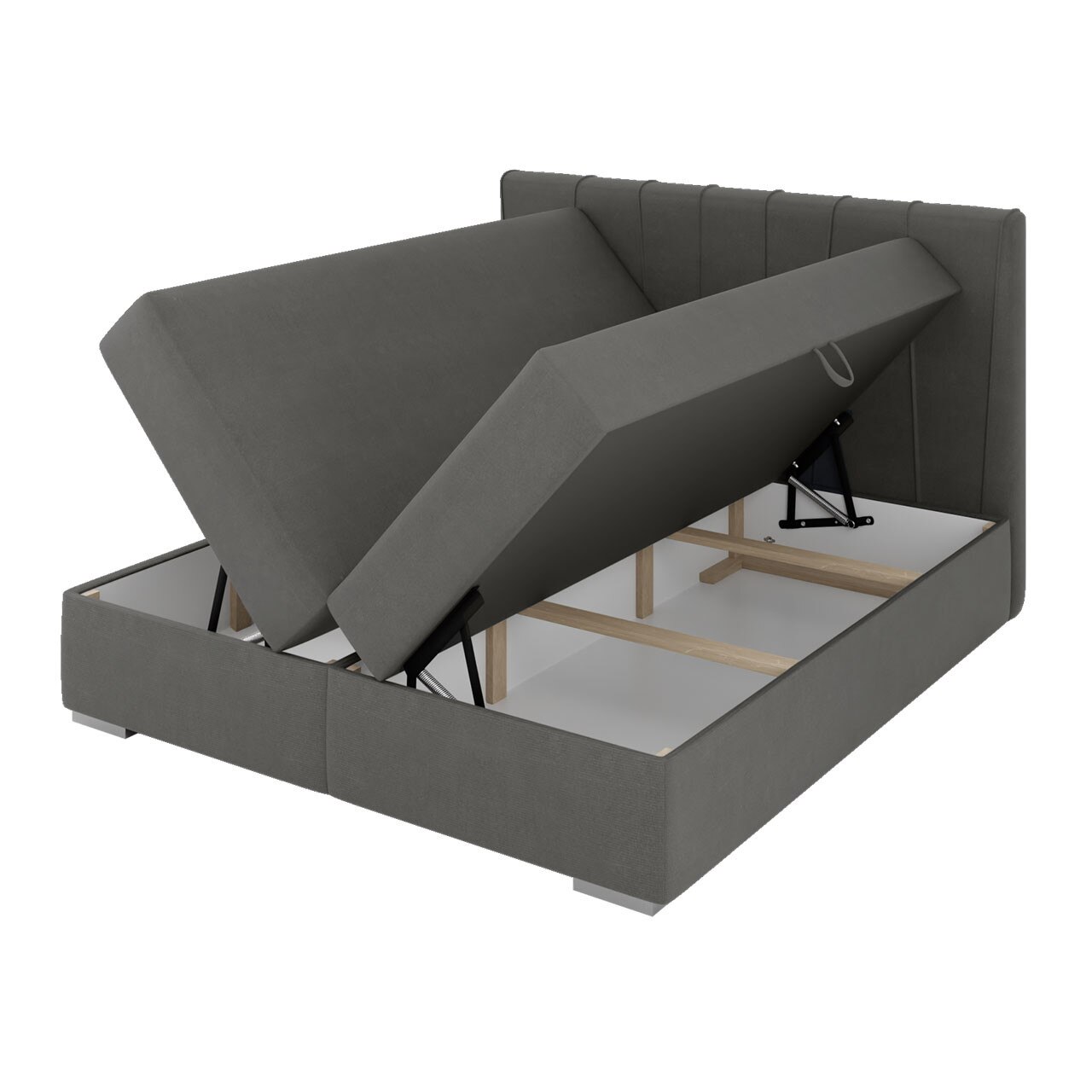 Pat matrimonial Jangcy, Mirjan24, 160x200 cm, gri - eMAG.ro