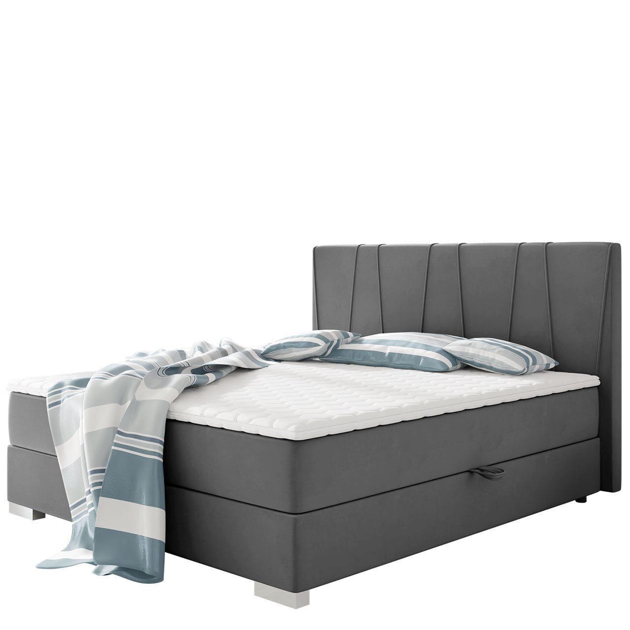 Pat matrimonial Jangcy, Mirjan24, 160x200 cm, gri - eMAG.ro