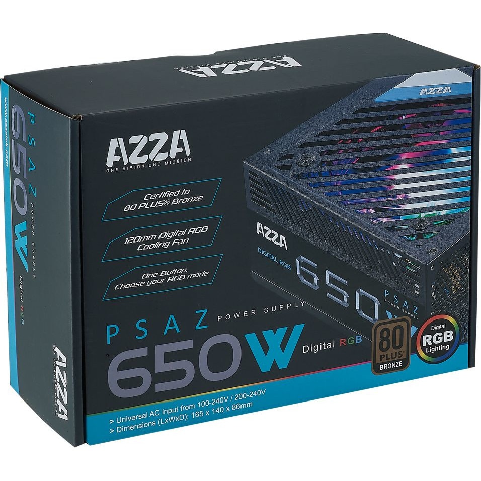 Sursa de alimentare Azza PSAZ-650W-RGB, 650W, ATX, PFC activ - eMAG.ro