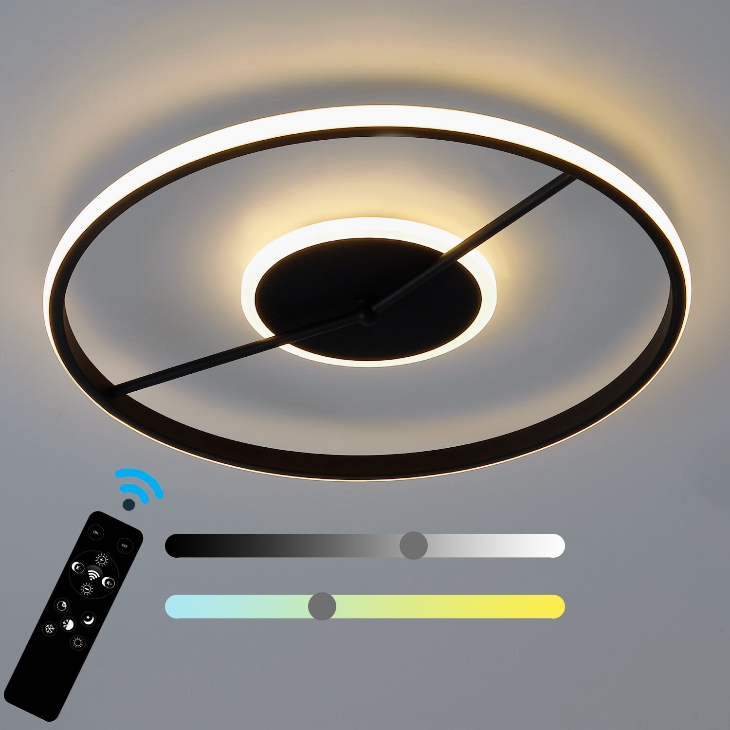 Plafoniera LED, Ailiebe Design, Reglabil cu telecomanda, 42W, 3800lm ...