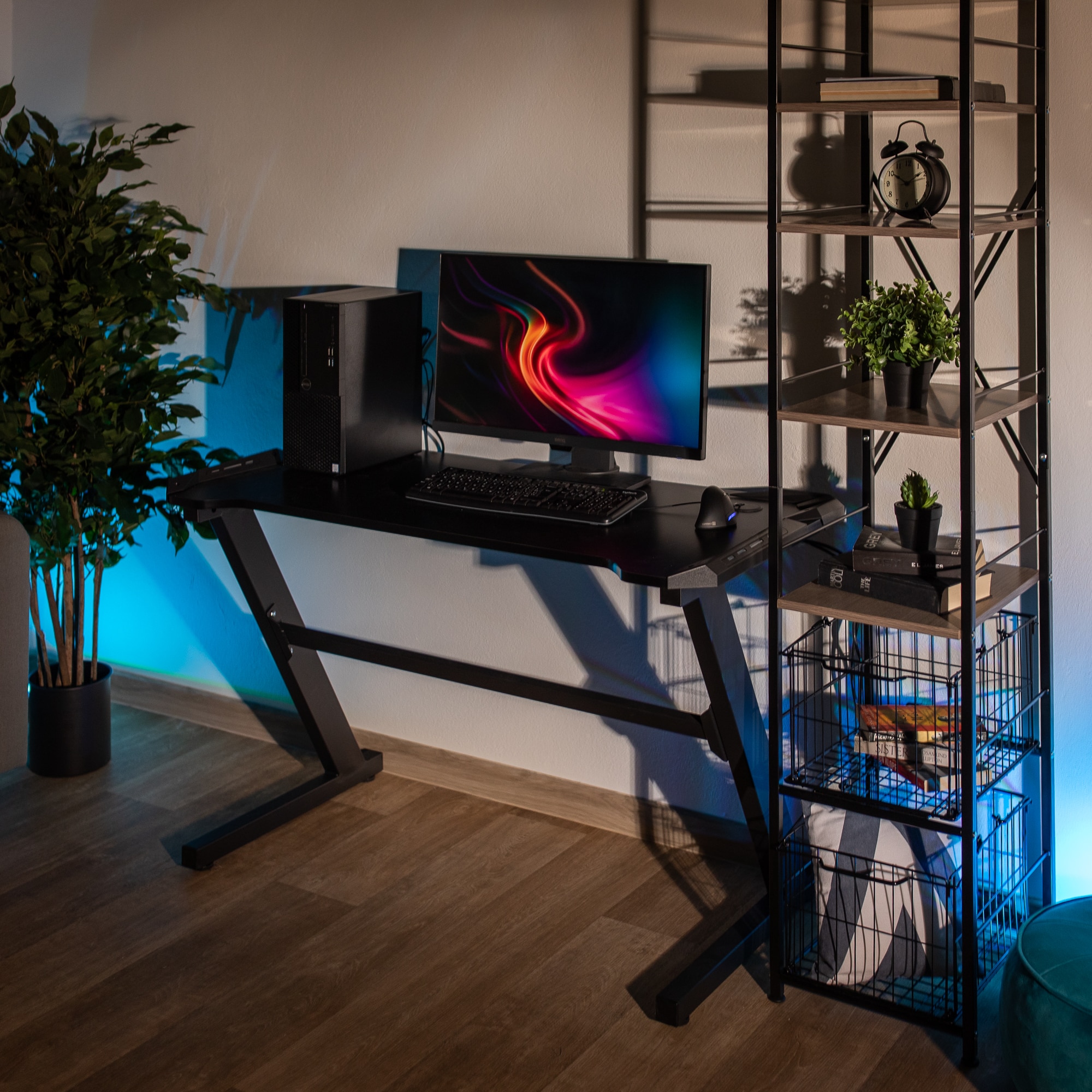 Birou PC gaming din metal negru Jadis 120x60x75 cm - eMAG.ro