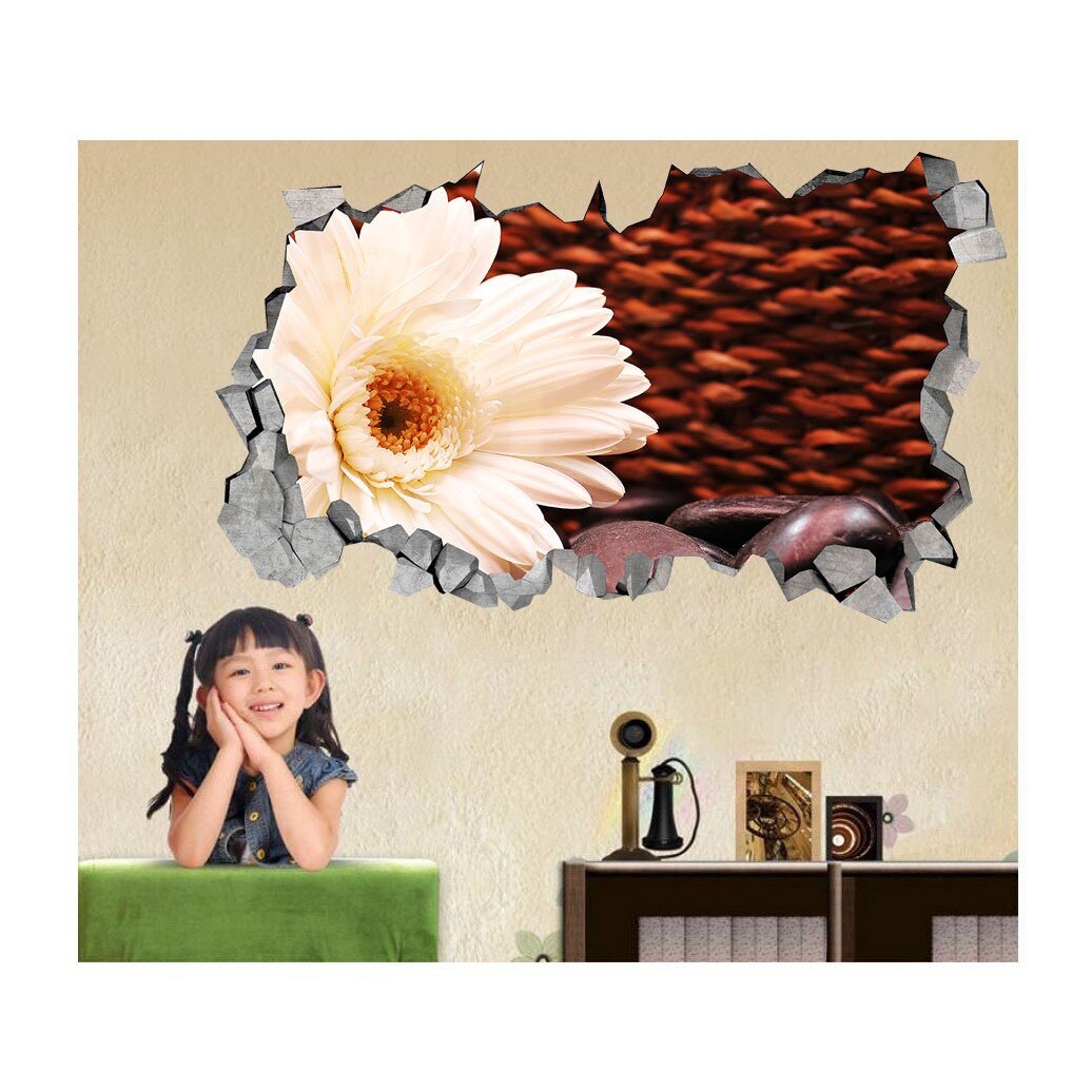 Sticker decorativ, gaura in perete 3D, Floare, 85 cm, 183STK-1 - eMAG.ro