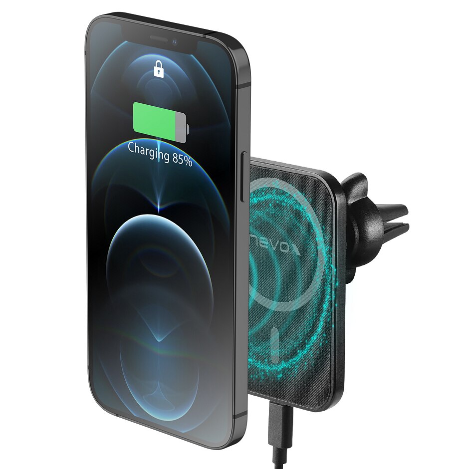 Incarcator auto wireless magnetic 15W compatibil MagSafe NEVOX, negru ...