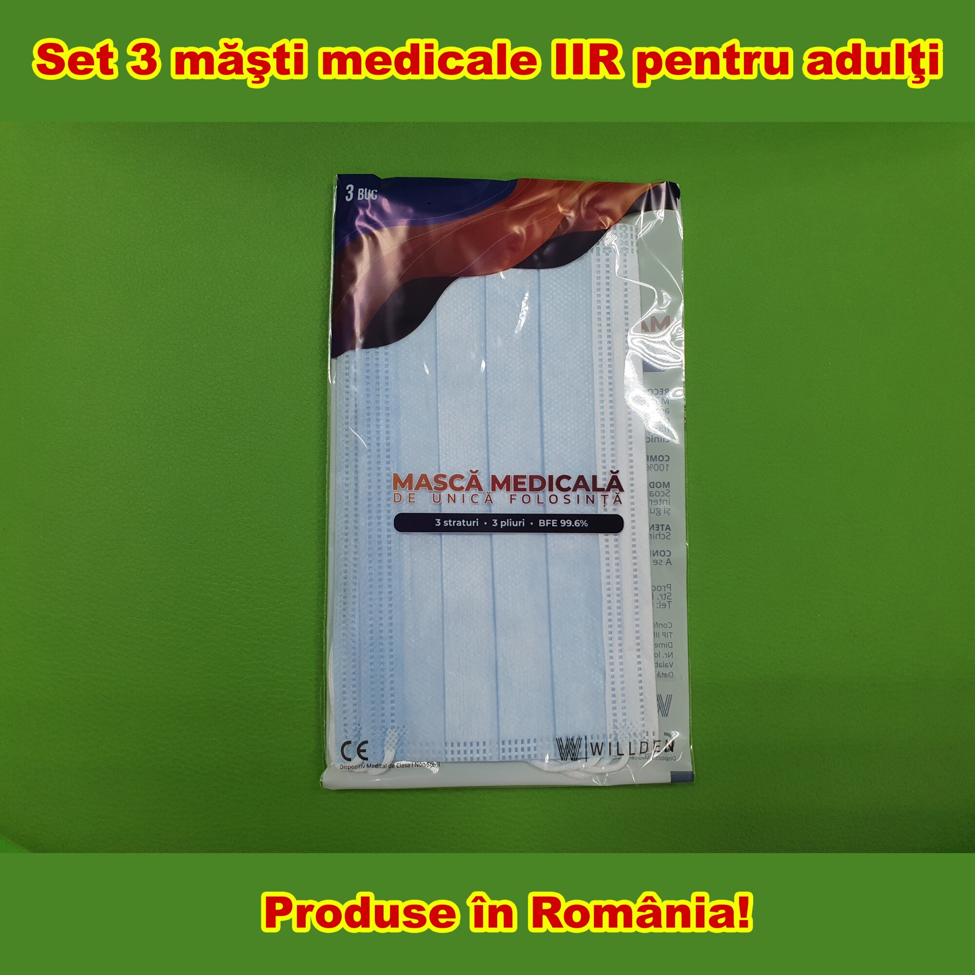 Set 3 Masti medicale tip IIR pentru adulti, culoare albastru - eMAG.ro