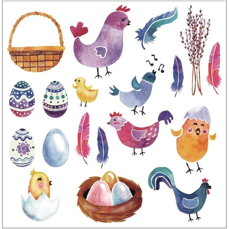 Sticker geam de pasti, gaina, puisor, ou, 30 x 33.5 cm - eMAG.ro