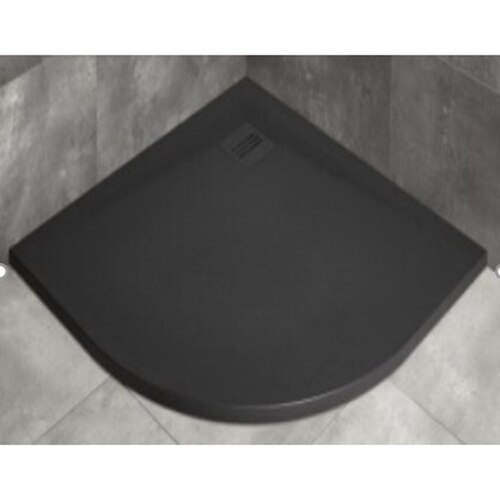 Cadita de dus Romstal, semicirculara, compozit-SMC, 90x90 cm, negru ...