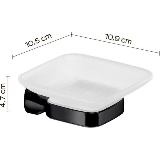 Savoniera Gedy Stelvio 80G80019, recipient din stica mata, Negru mat ...