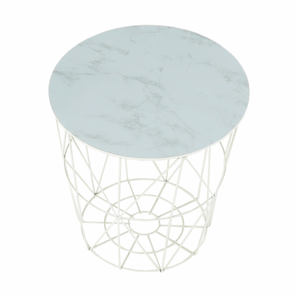 Masuta din metal si mdf marmorat alb Enplo 40x40x40 cm - eMAG.ro