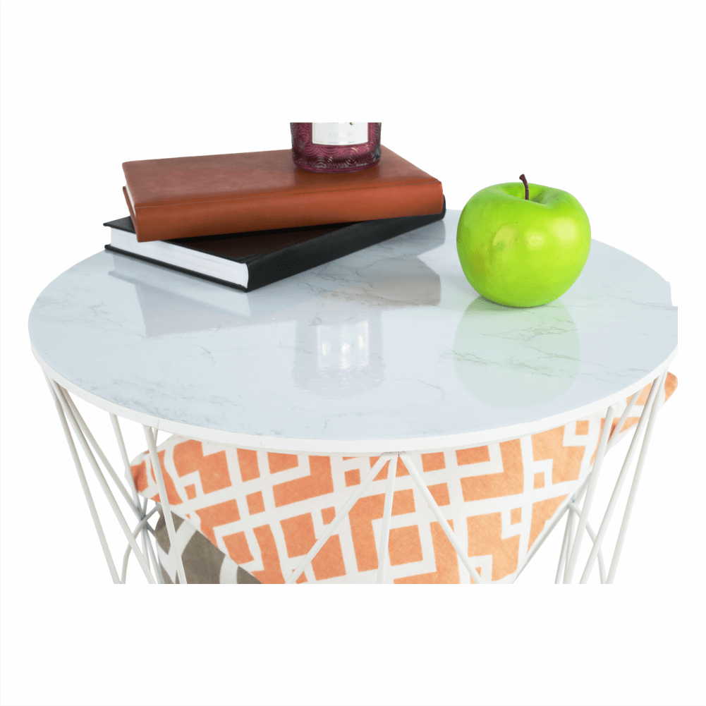 Masuta din metal si mdf marmorat alb Enplo 40x40x40 cm - eMAG.ro