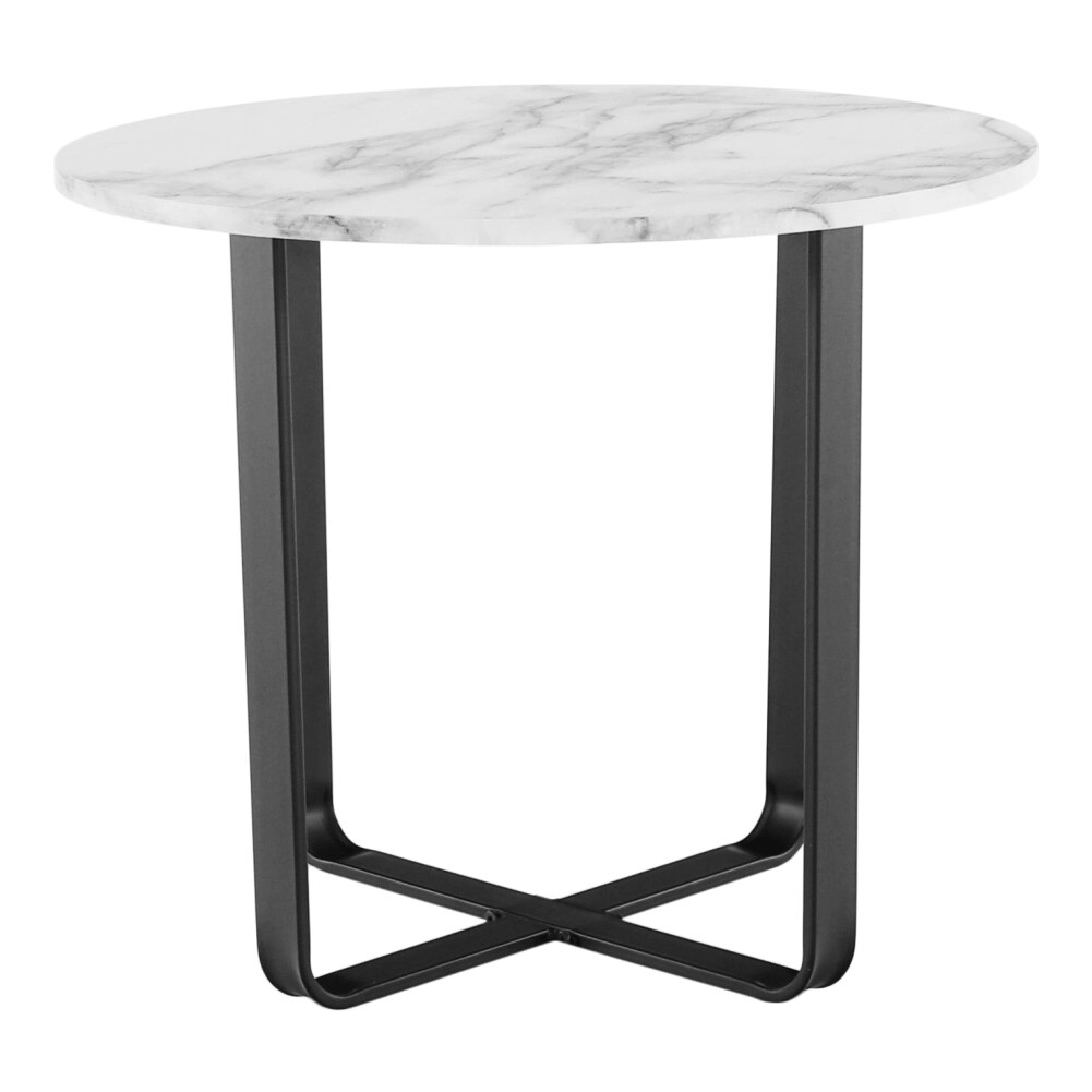 Masuta de cafea cu blat mdf alb marmorat si picioare metal negru Salino ...