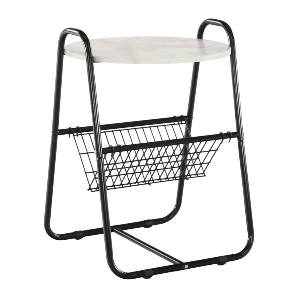 Masuta Garsy, din metal negru si blat mdf marmorat, 40x40x56 cm - eMAG.ro