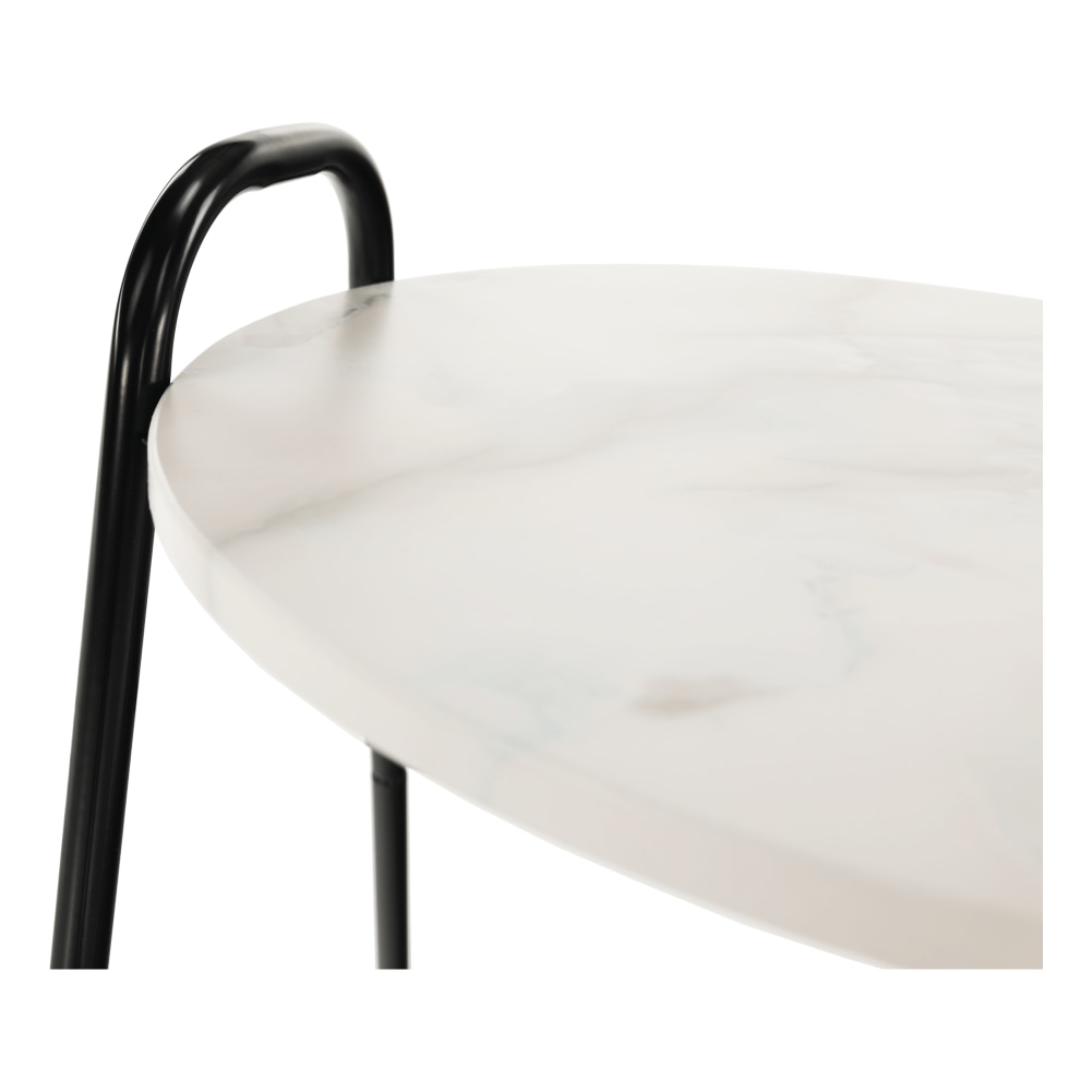 Masuta Garsy, din metal negru si blat mdf marmorat, 40x40x56 cm - eMAG.ro