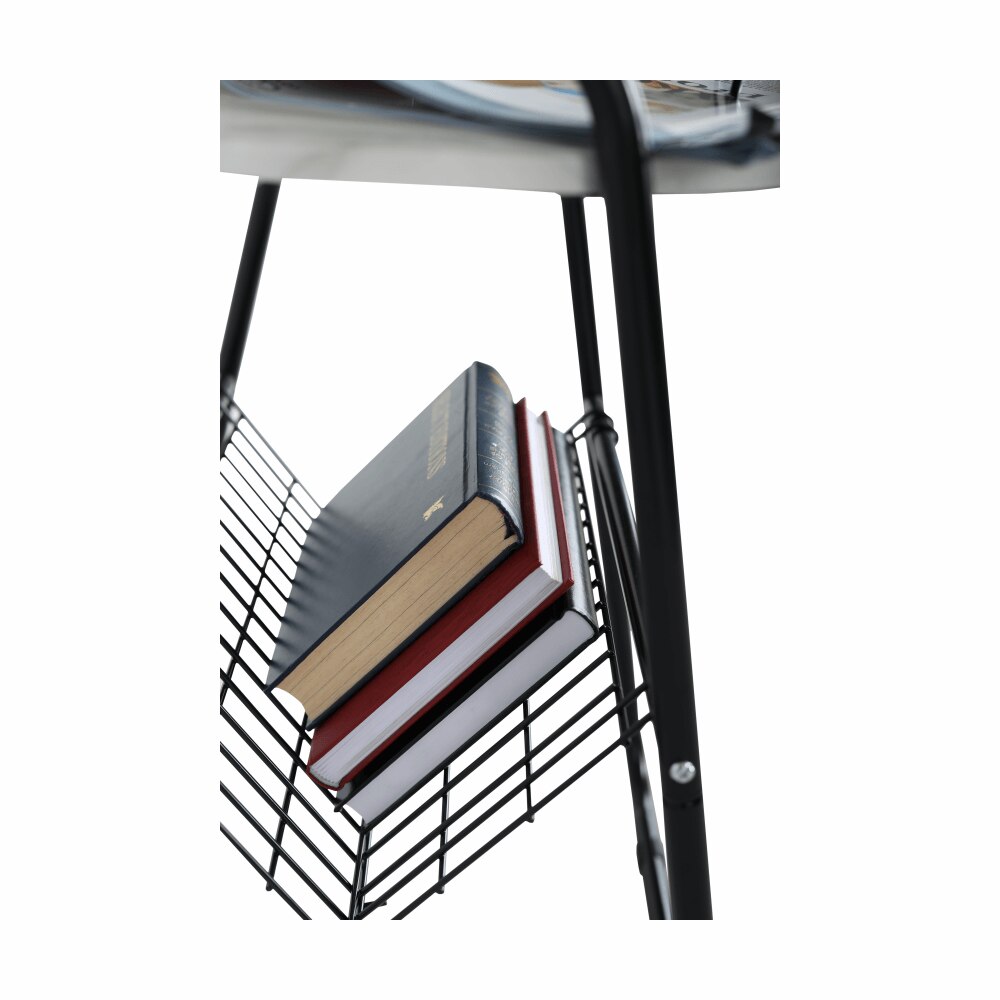 Masuta Garsy, din metal negru si blat mdf marmorat, 40x40x56 cm - eMAG.ro