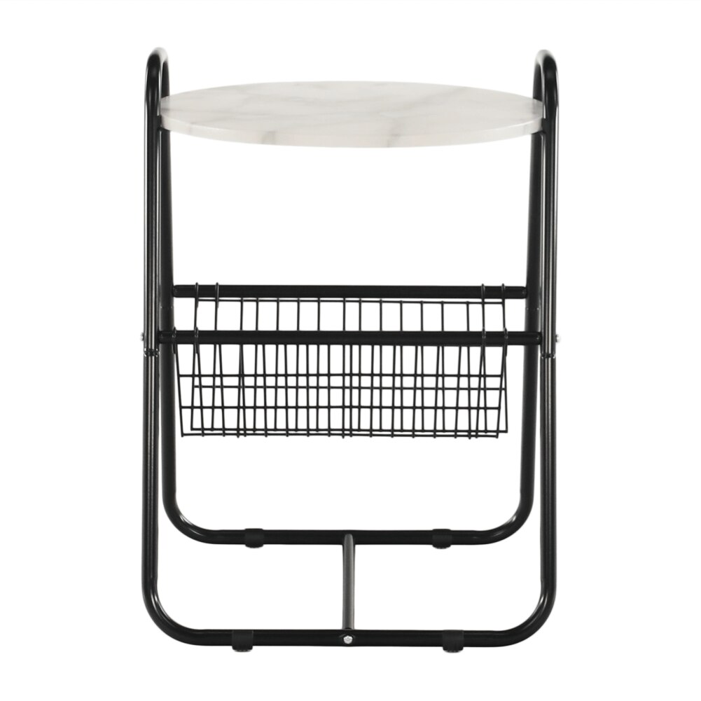 Masuta Garsy, din metal negru si blat mdf marmorat, 40x40x56 cm - eMAG.ro