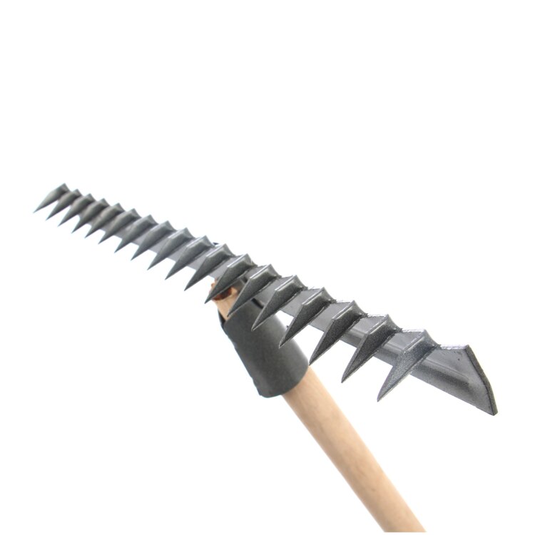 Grebla cu dinti rasuciti, pentru sol, otel, coada din lemn, 18 dinti ...
