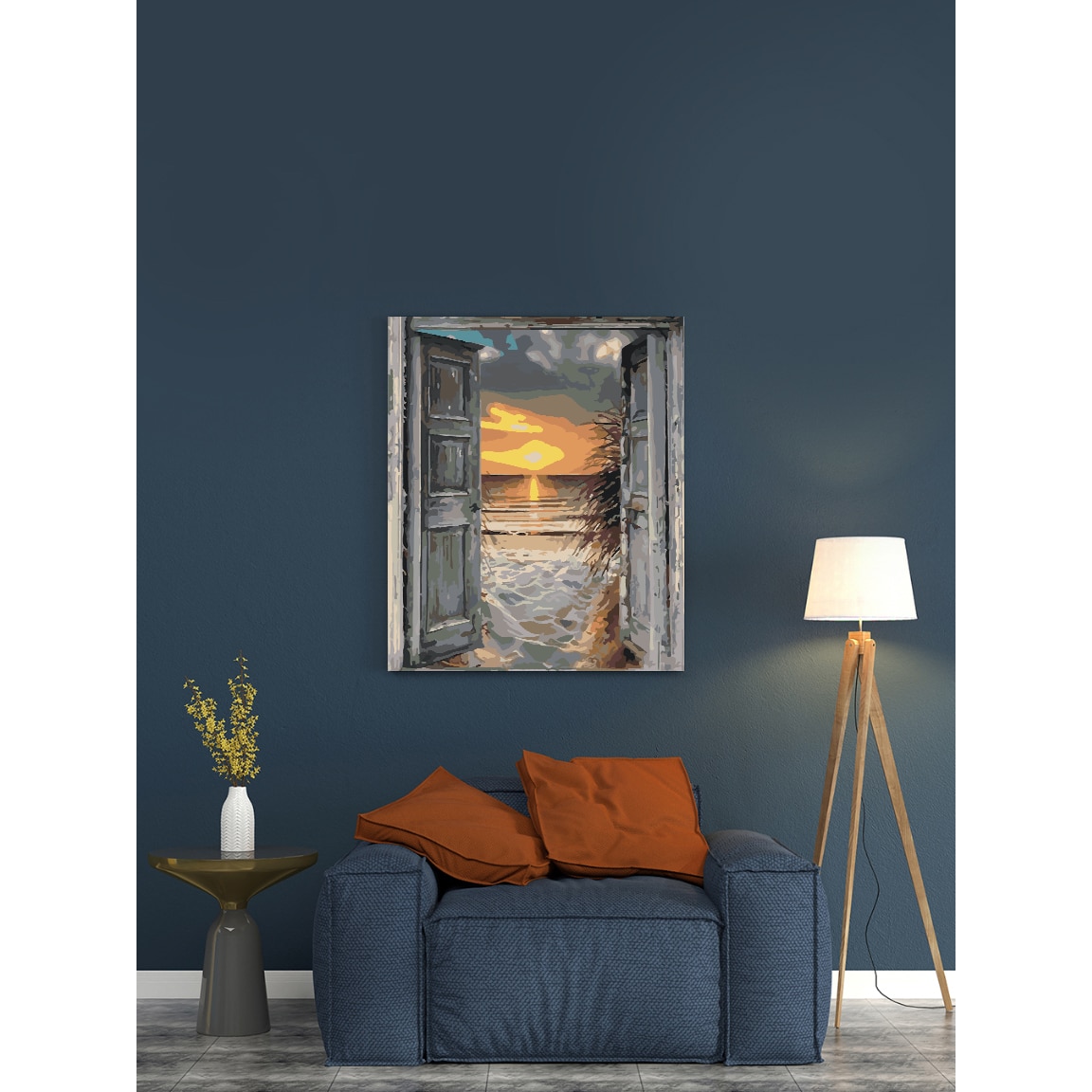 Set pictura pe numere Rasarit 1347, panza bumbac pe rama lemn, 80x100 ...