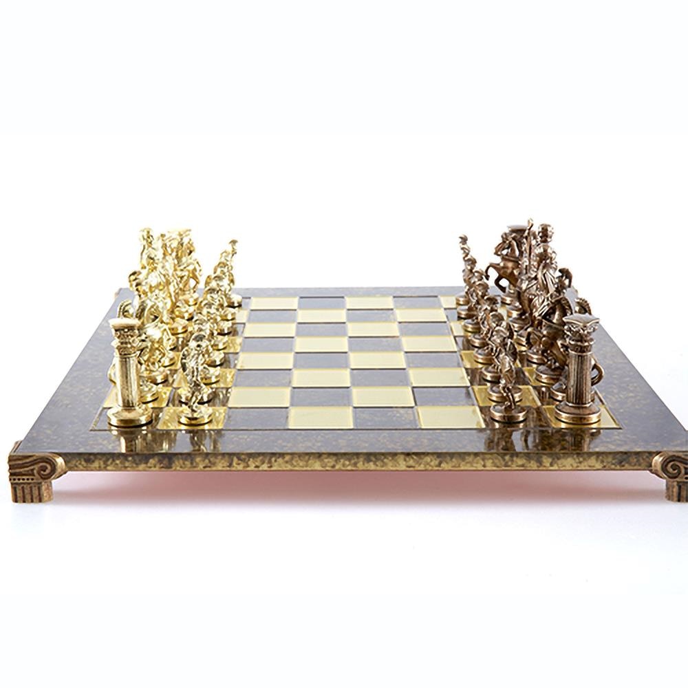 Set sah Manopoulos 44x44cm perioada greco-romana piese auriu si bronz ...