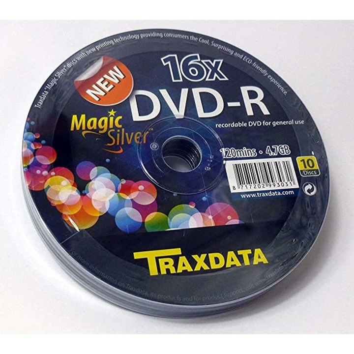 Set 10 DVD-R Traxdata, 4.7Gb, 16X, Magic Silver - eMAG.ro