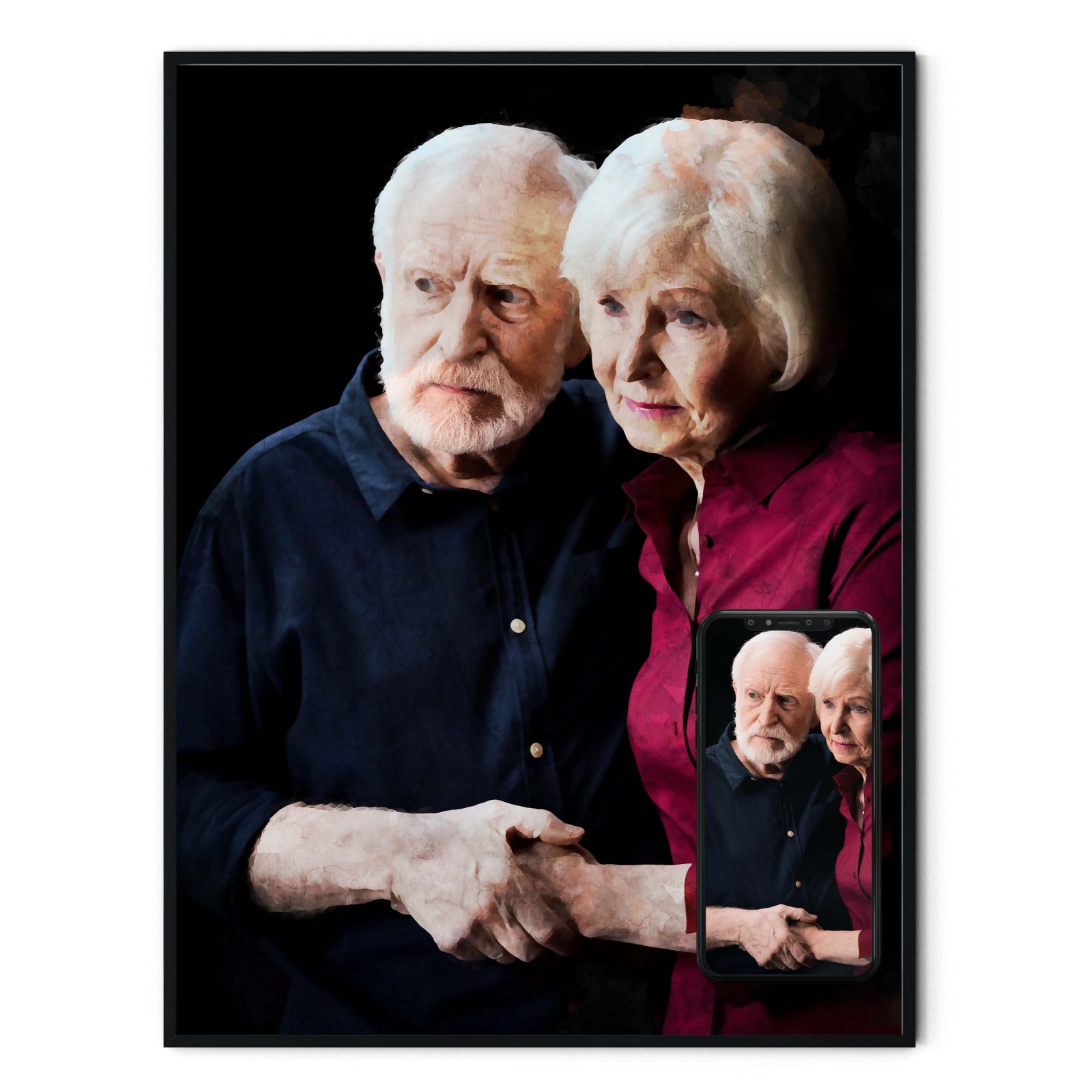 Tablou personalizat cu rama, poza cuplu, in stil pictura in ulei ...