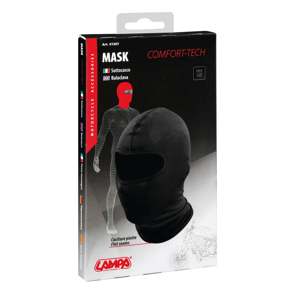 Cagula moto balaclava unisex, din matase de poliester, Mask-Top, Negru ...