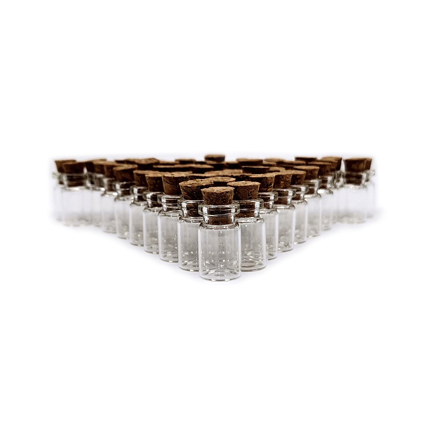 Set 50 sticlute fine cu dop pluta, 1.2 x 2 cm - eMAG.ro