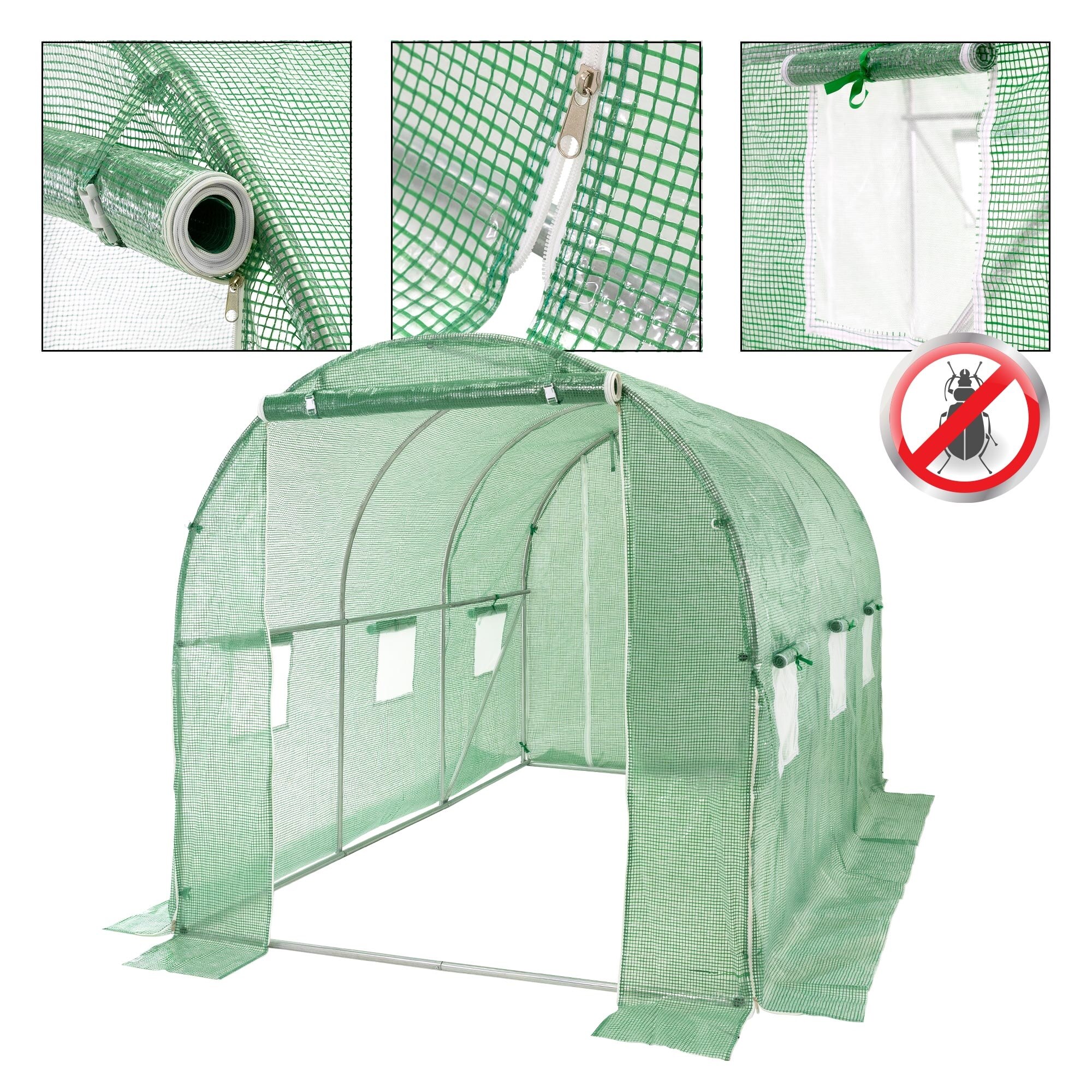 Mini sera gradina, ECD Germany, 200 x 300 x 200 cm, cadru otel, folie ...