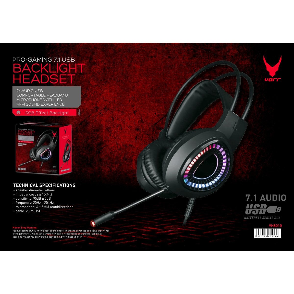 Casti Gaming Varr VH8010, Iluminare RGB, Surround 7.1, Negru - eMAG.ro