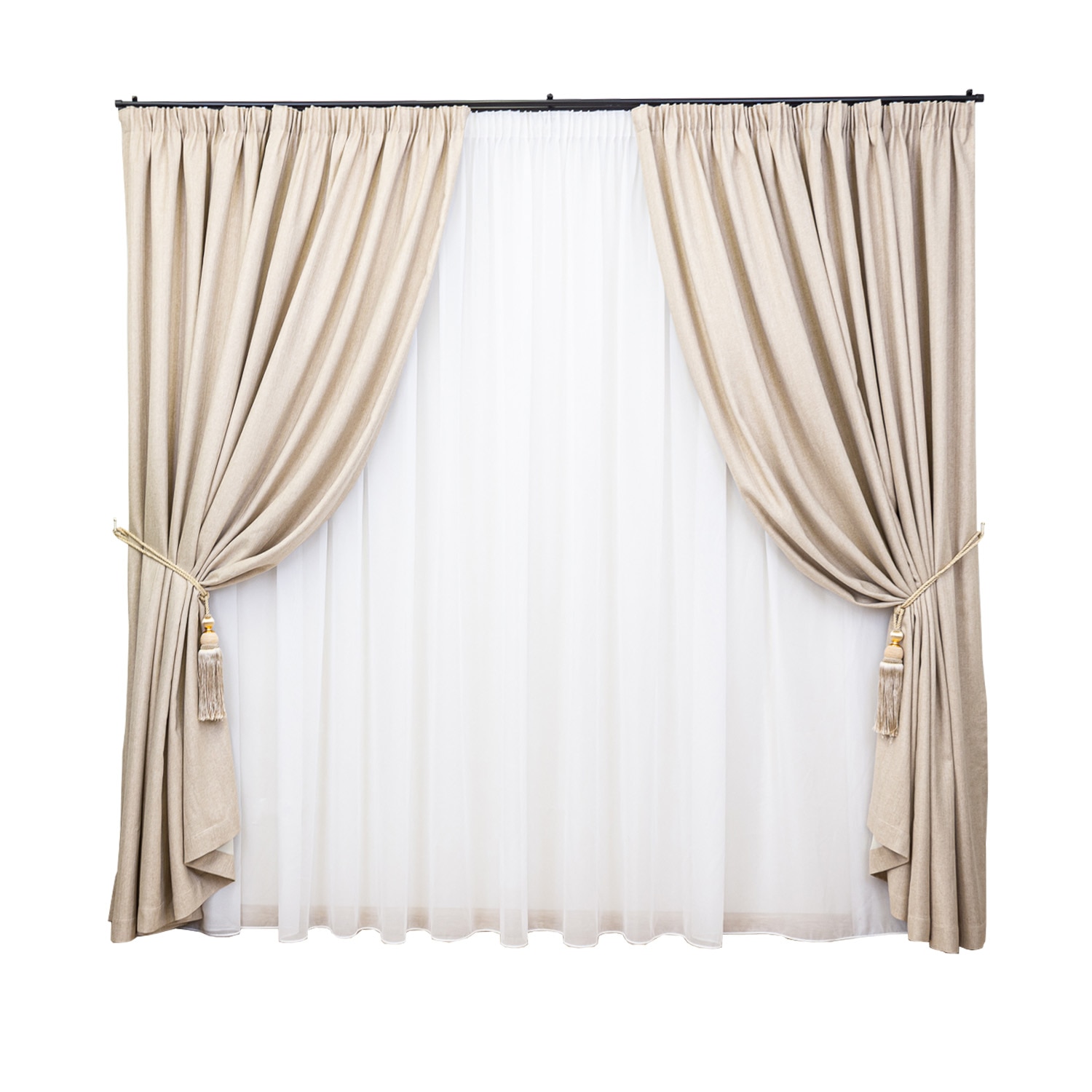 Set 3 piese Hiko, doua draperii 2x140x245cm Deluxe Blackout 100% crem ...