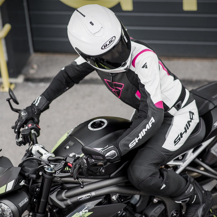 Geaca moto dama Shima Miura, neagra/Alb/Roz M - eMAG.ro