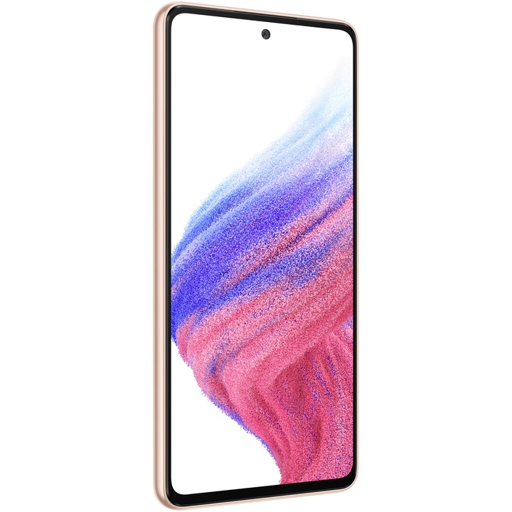 Смартфон Samsung Galaxy A53, 128GB, 6GB RAM, 5G, Awesome Peach - eMAG.bg